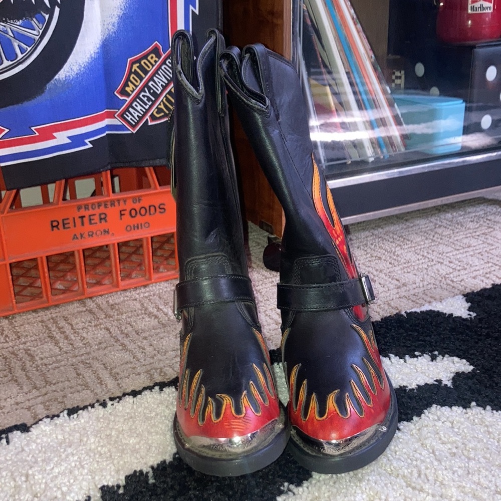 Harley Davidson Flame Riding Cowboy Boots - Gem